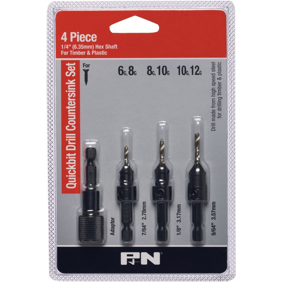 P&N Quickbit Countersink Drill Set with Adaptor 3 Piece | Bowens