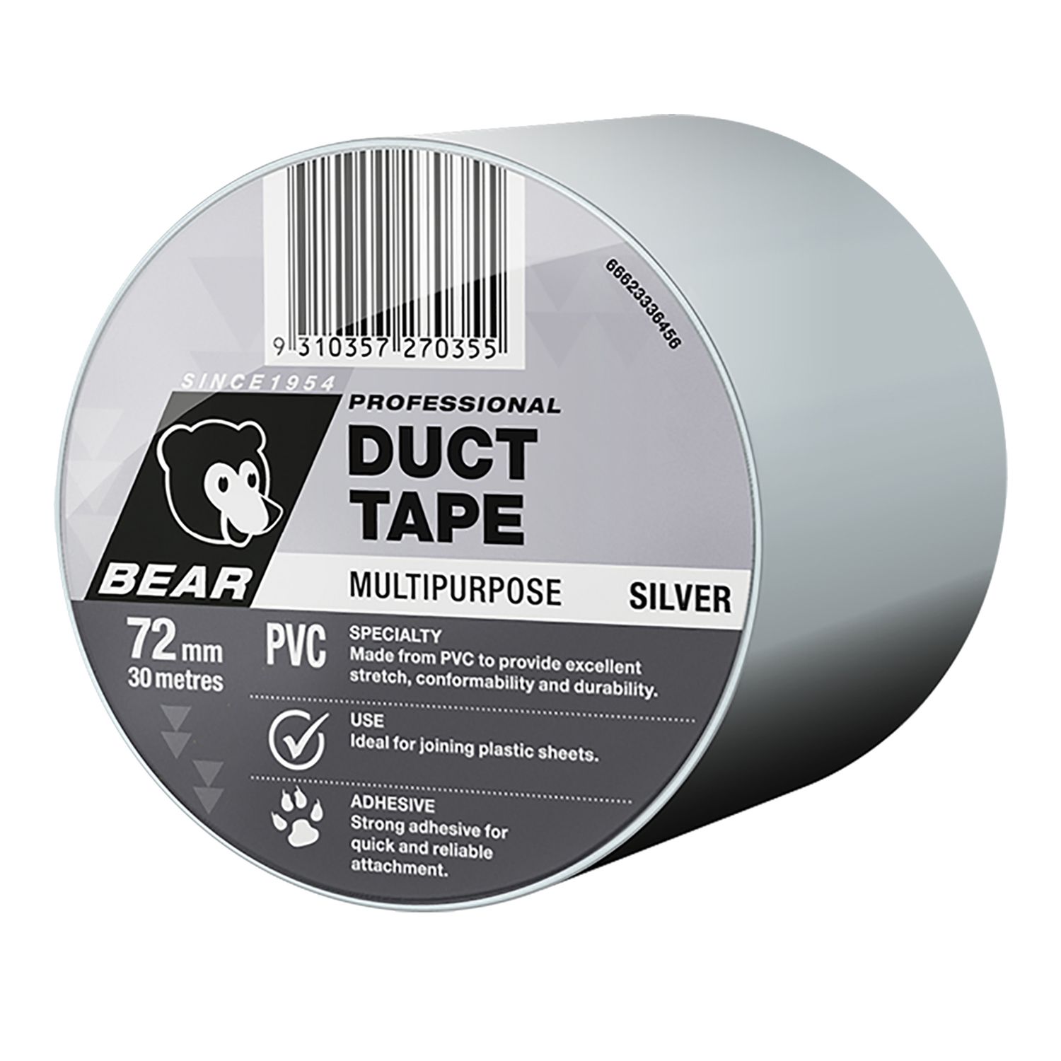 Bear PVC Duct Tape Silver | Bowens