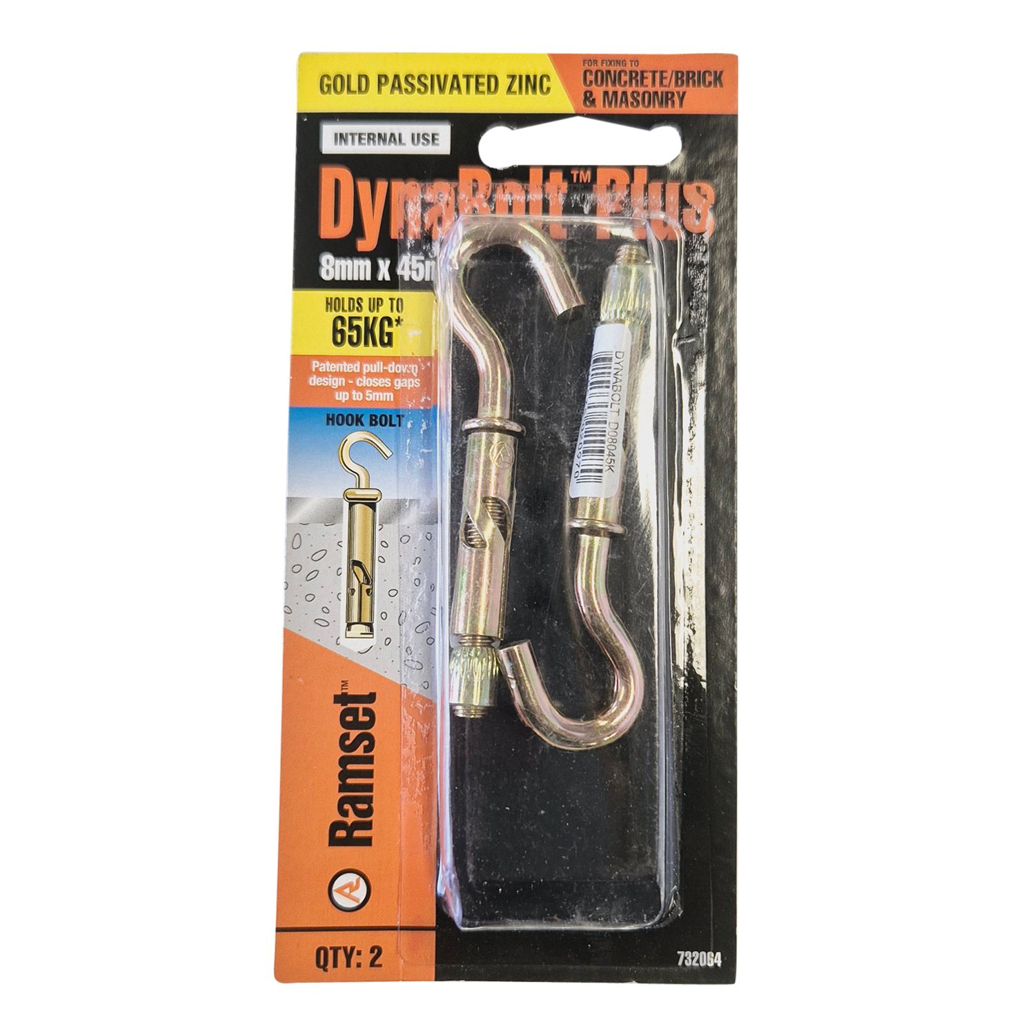 Ramset™ Dynabolt™ Plus Hook Bolts Zinc Gold | Bowens