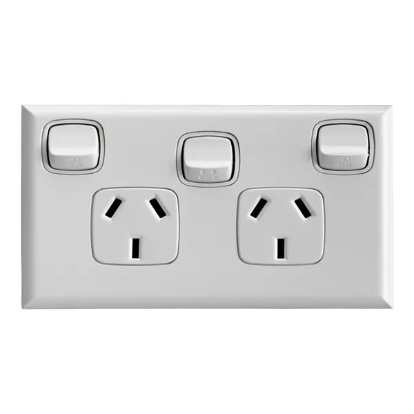 HPM Excel 10A Double Powerpoint with Extra Switch Matte White | Bowens