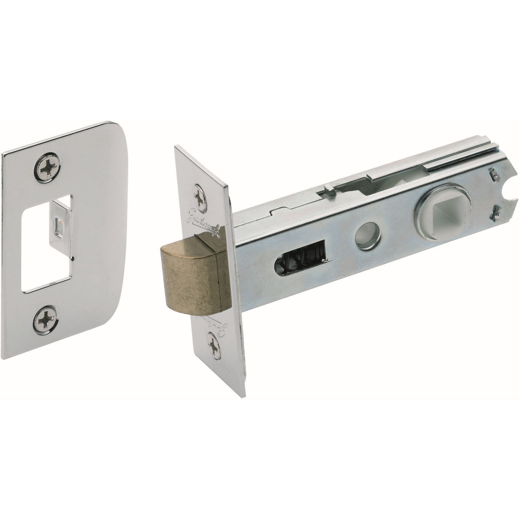 Gainsborough Dual Sprung Tubular Latch D Strike Bright Chrome | Bowens