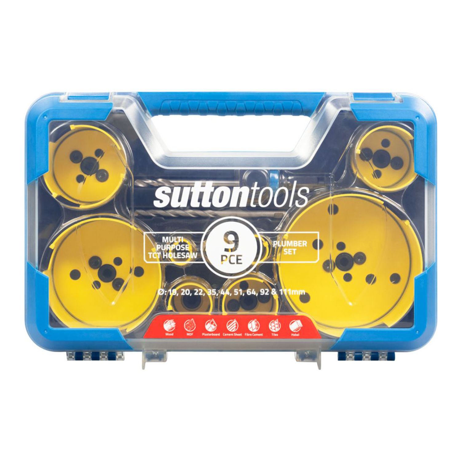 Sutton Tools Multi Purpose Holesaw Set for Plumbers 9 Piece | Bowens