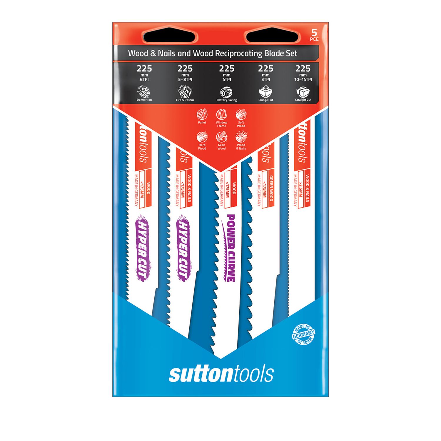 Sutton Tools Wood Nails Wood Reciprocating Saw Blades Set 5 Piece Bowens