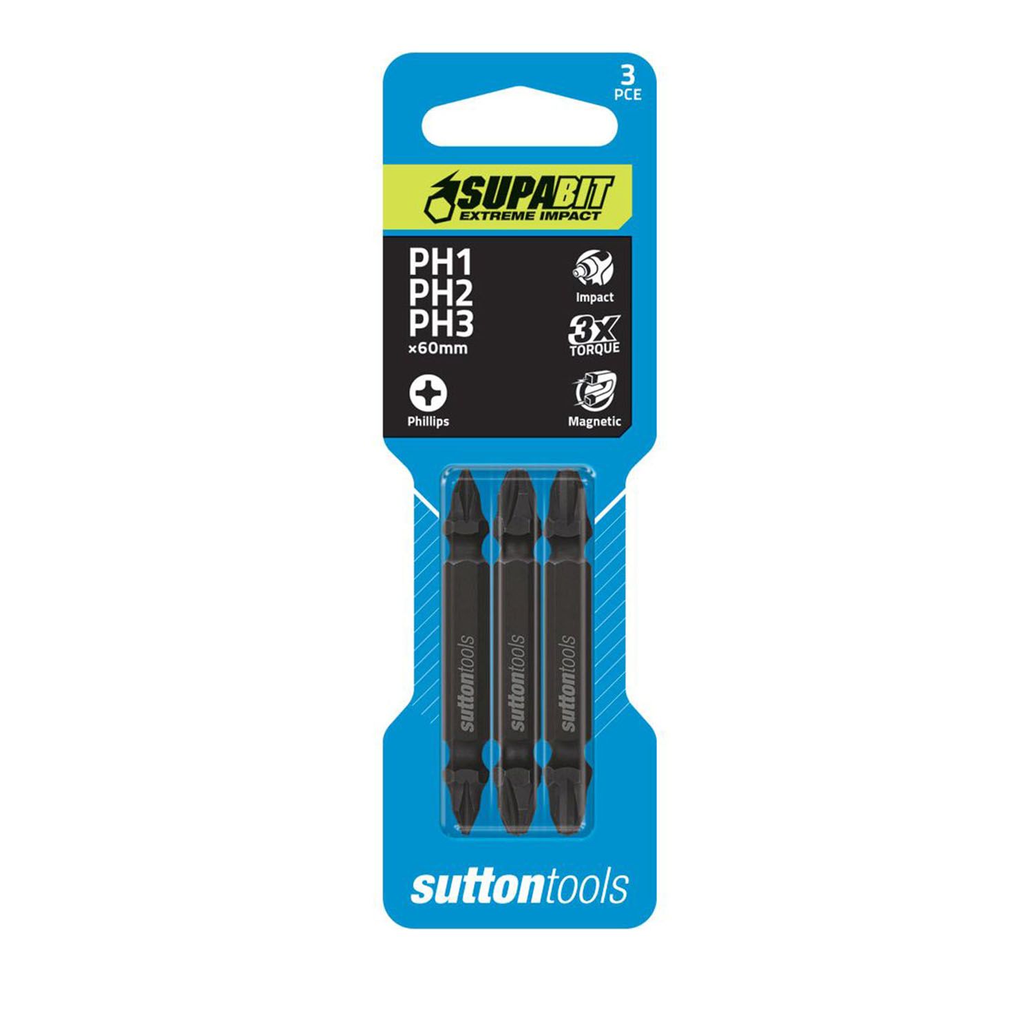 Sutton Tools PH1 PH2 PH3 Impact Screwdriver Bit Set Bowens