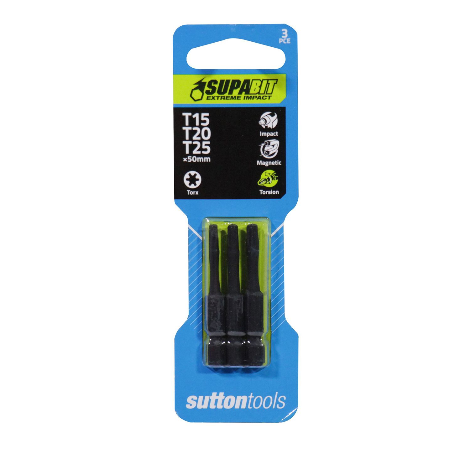 Sutton Tools T15, T20 & T25 Torx Impact Screwdriver Bit Set | Bowens