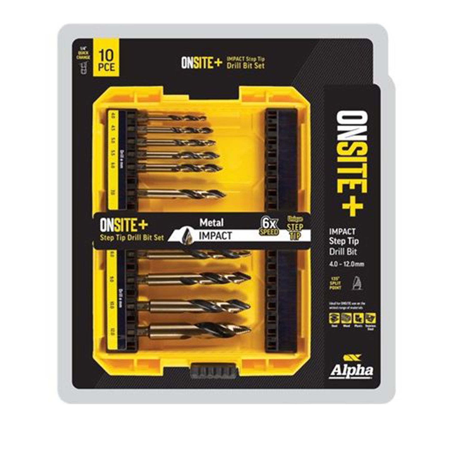 Alpha Onsite Plus Impact Step Drill Set 10 Piece | Bowens