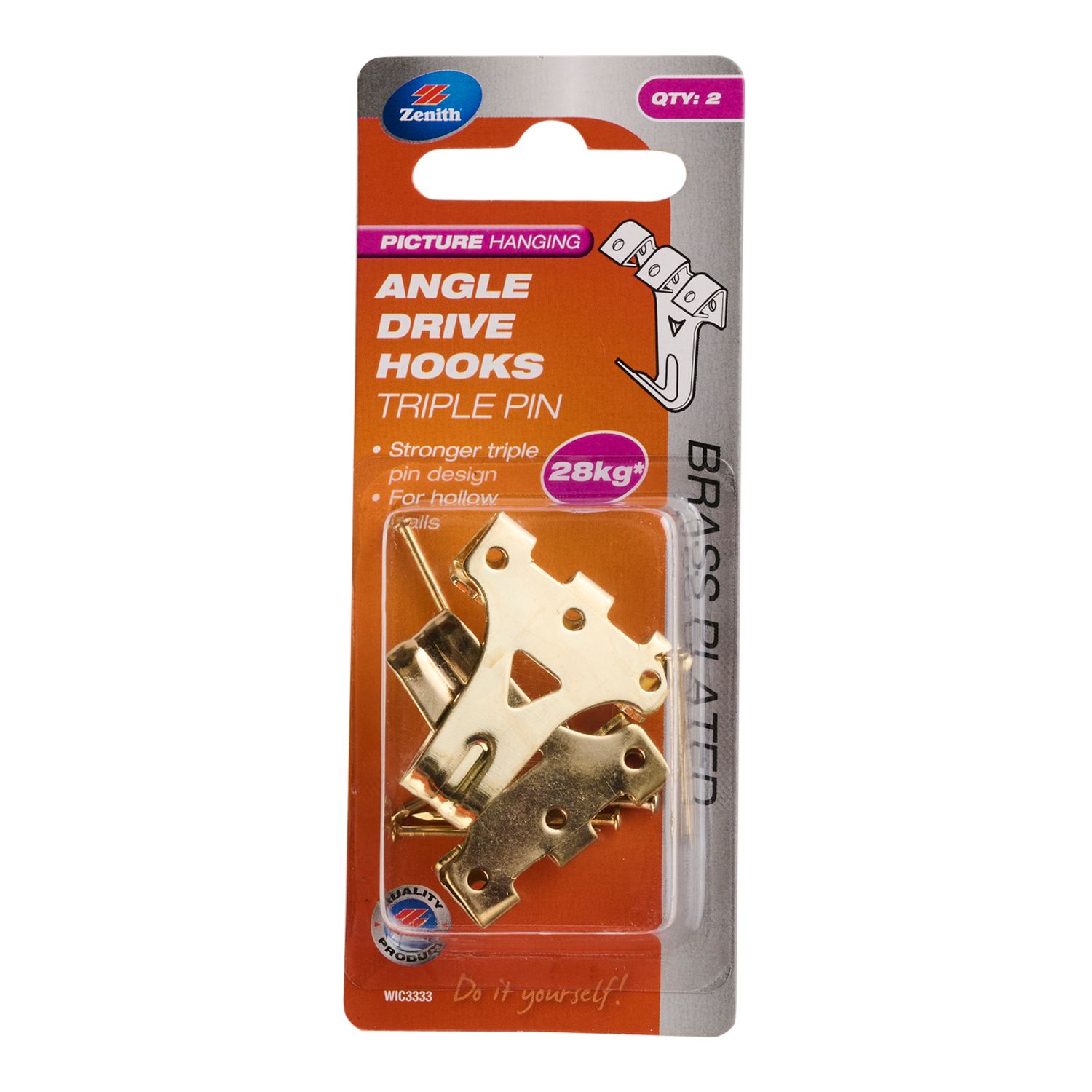 Zenith® Triple Pin Type Picture Hook Brass Plated | Bowens