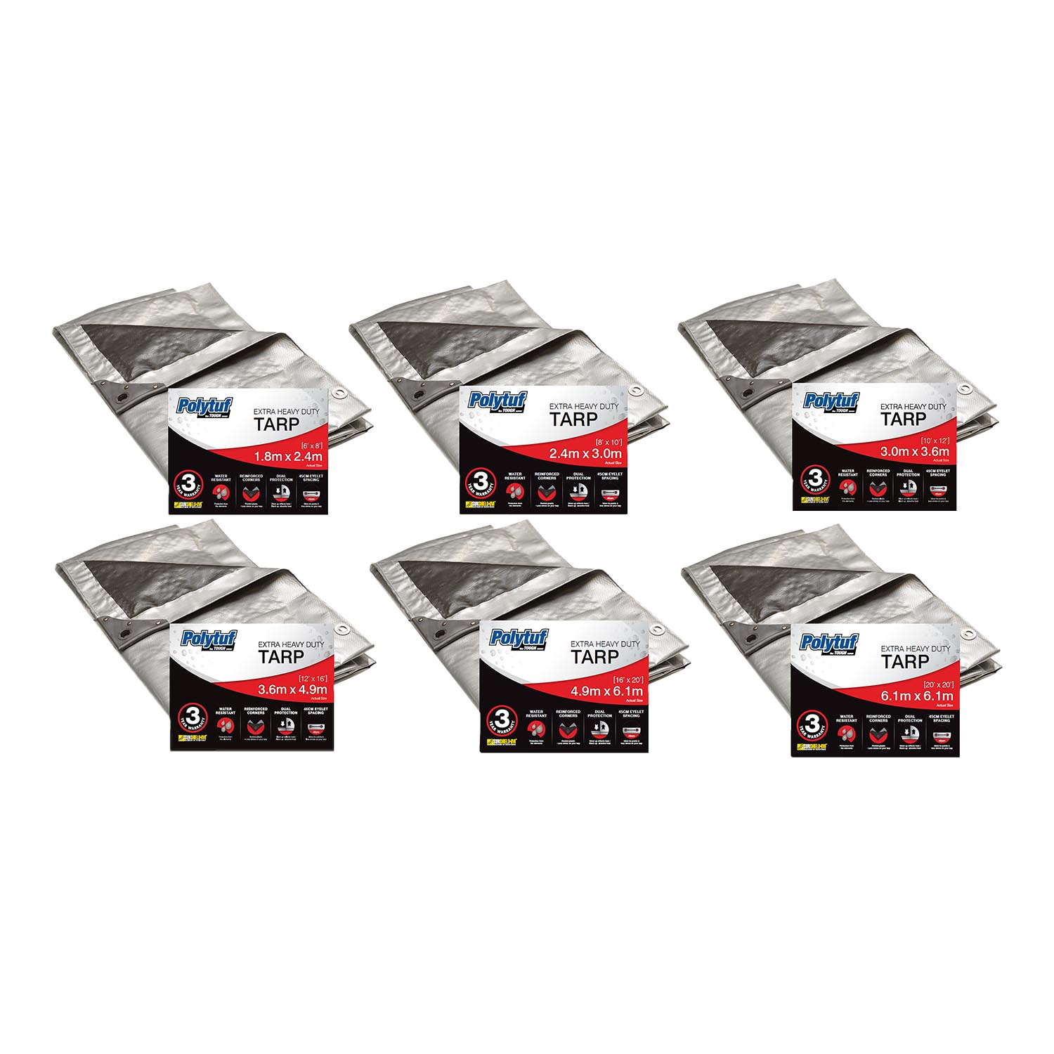 Polytuf Extra Heavy Duty Tarp Silver/Black | Bowens